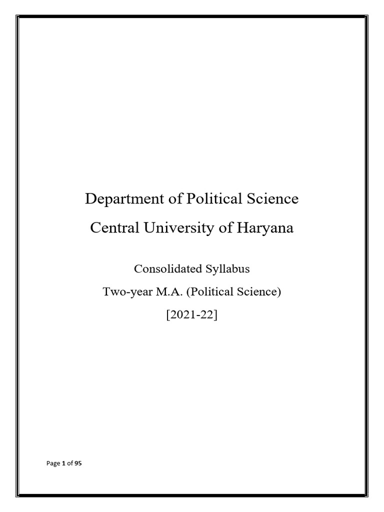 M.A. Political Science Syllabus 2021-22 | PDF | Political Philosophy ...