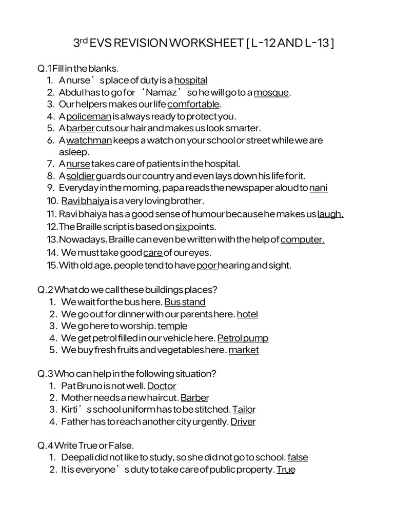 3rd Evs Revision Worksheet | PDF | Chess Theory | Chess