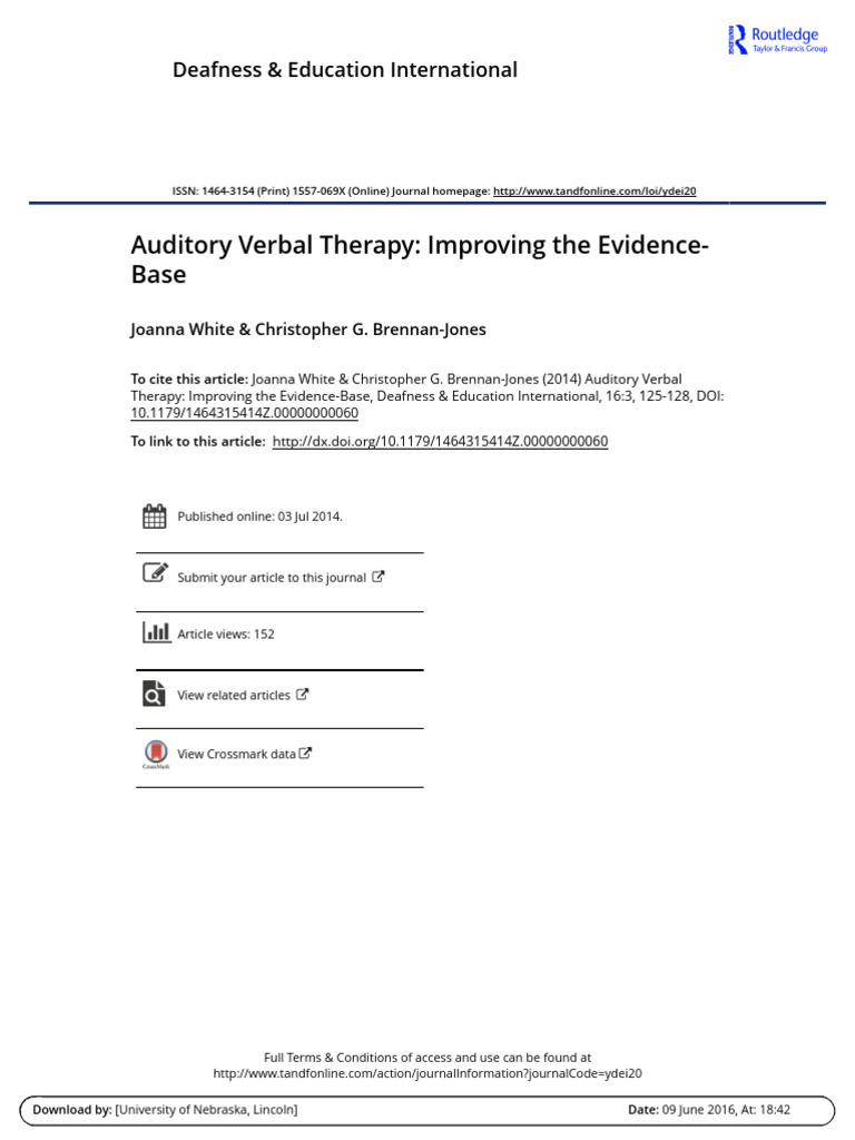 Auditory Verbal Therapy Evidence Review | PDF | Randomized Controlled ...