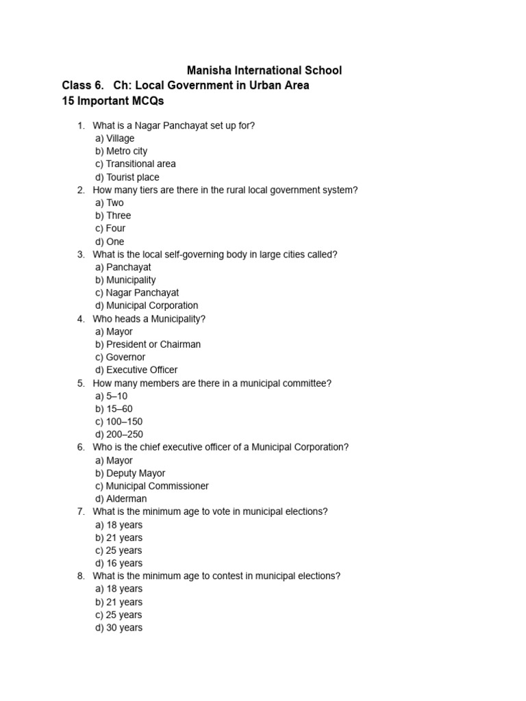 AD.6.Civics. (Local Government in Urban Areas) | PDF | Taxes