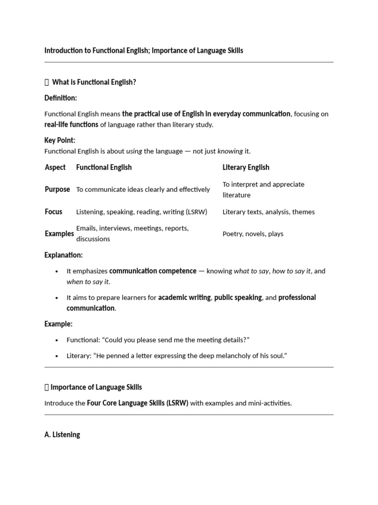 Essential Guide to Functional English Skills | PDF | Communication ...