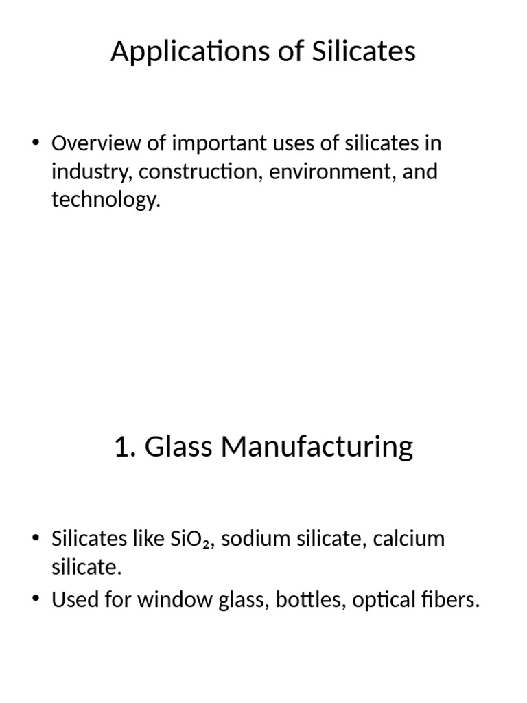 Applications of Silicates Presentation | PDF