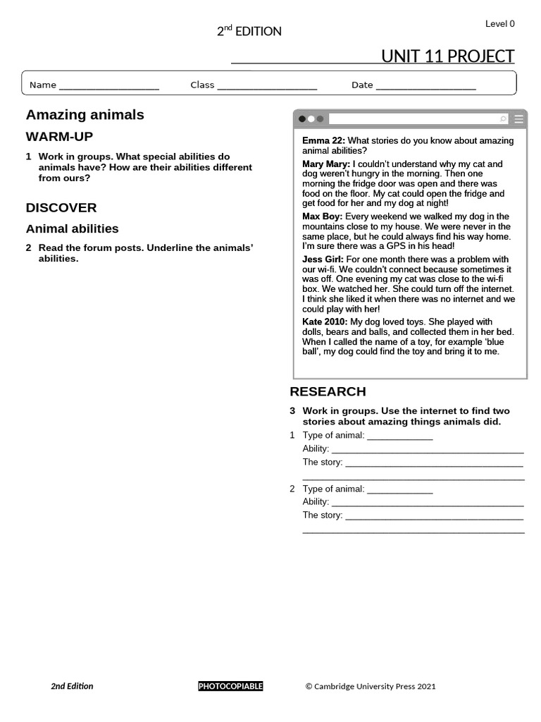 Amazing Animal Abilities Project | PDF