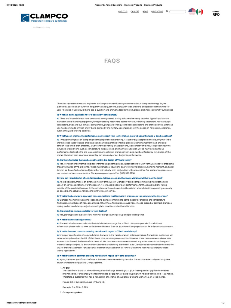 Frequently Asked Questions - Clampco Products - Clampco Products | PDF ...