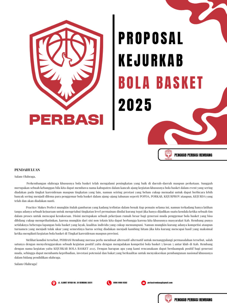 Proposal Event Kejurkab Bola Basket 2025 | PDF