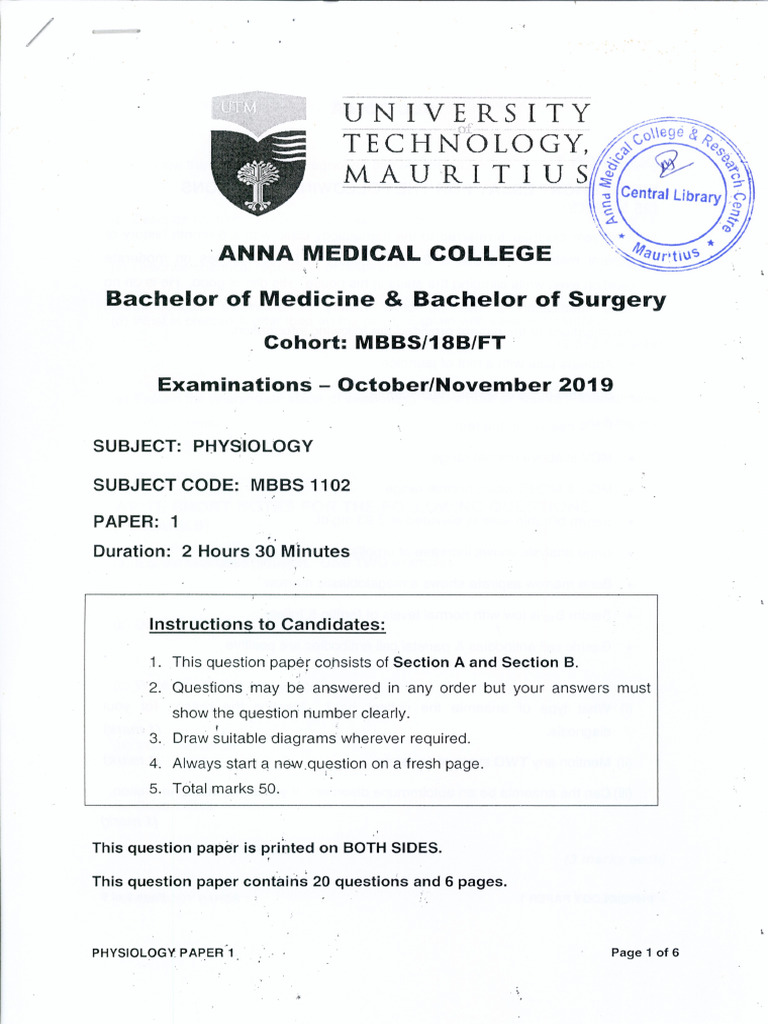 (M) October-November 2019 (18B) - Paper I | PDF