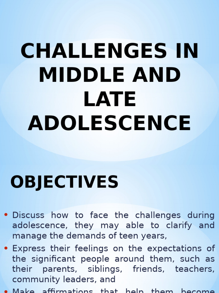 2.1 Challenges in Middle and Late Adolescence | PDF | Adolescence ...