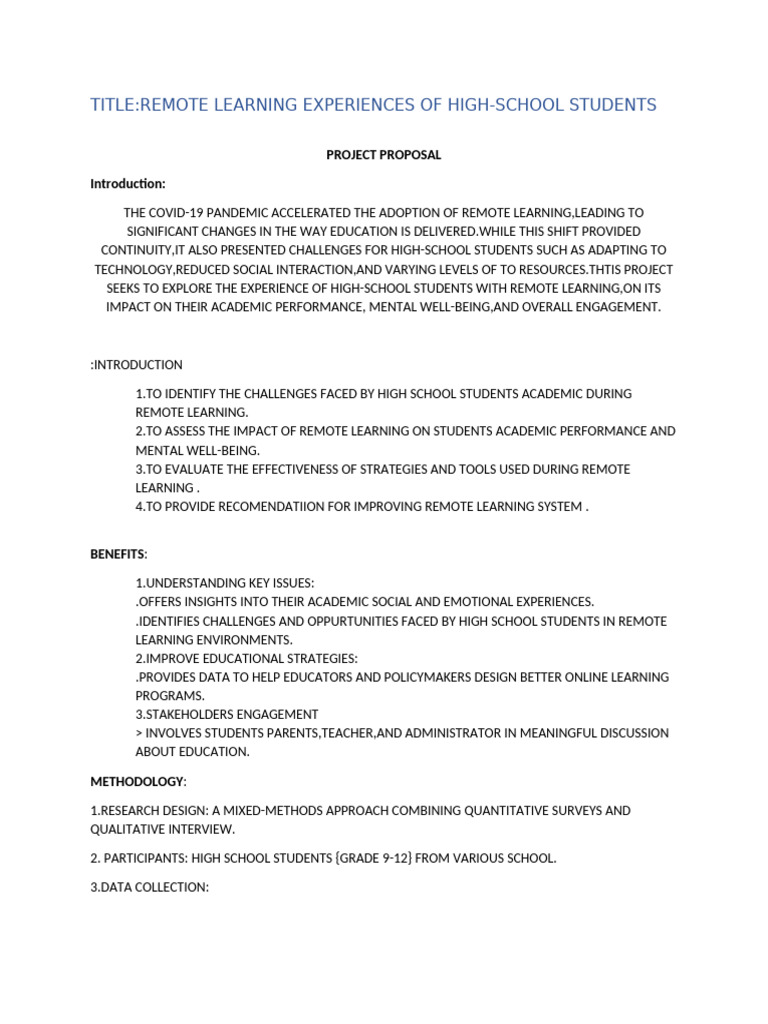 Project Proposal | PDF | Distance Education | Learning