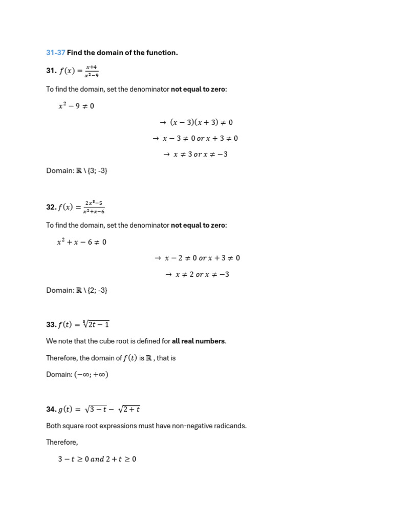 To Find The Domain, Set The Denominator | PDF | Function (Mathematics ...
