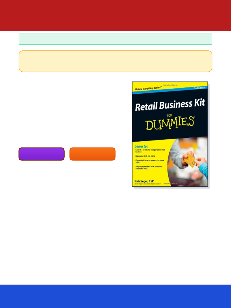 Retail Business Kit For Dummies 2nd Edition Rick Segel Ebook Released ...