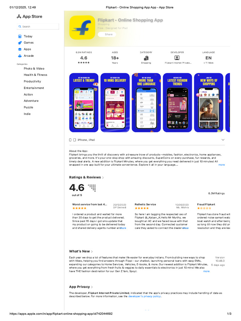 Flipkart - Online Shopping App App - App Store | PDF | Mobile App ...