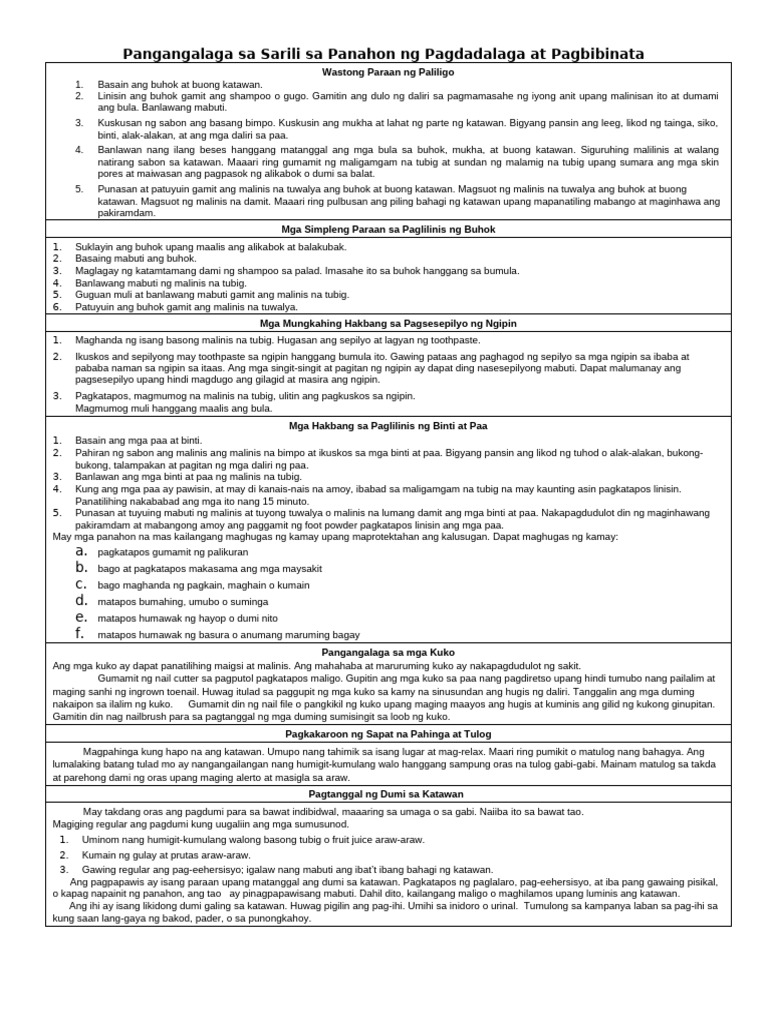Wastong Paraan NG Paliligo | PDF