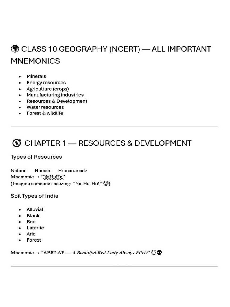 Geography Mnemonics | PDF