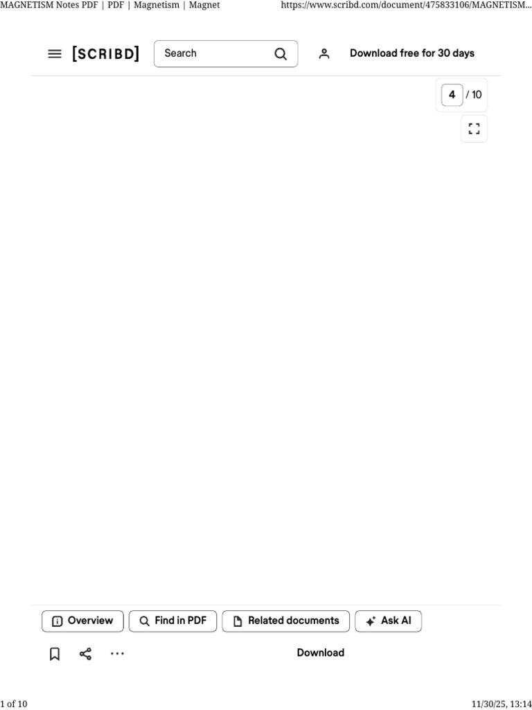 Magnetism Notes PDF - PDF - Magnetism - Magnet | PDF | Scribd ...