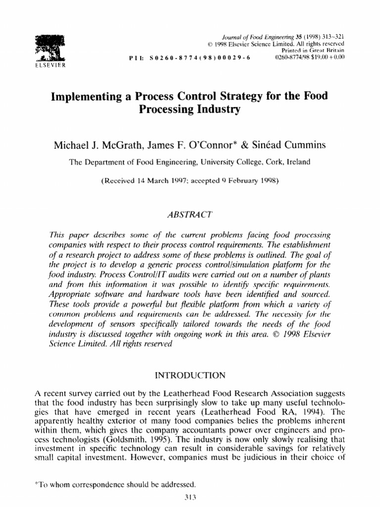 Implementing A Process Control Strategy For The Food | PDF | Simulation ...