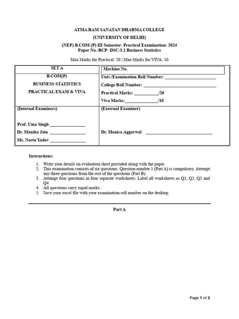 Bs. Stats Pratical Paper Nov'24 | PDF | Multivariate Statistics | Data ...