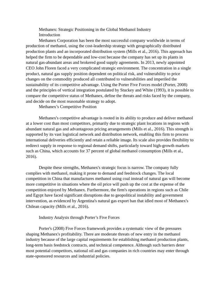 Methanex Edited | PDF | Natural Gas | Competitive Advantage