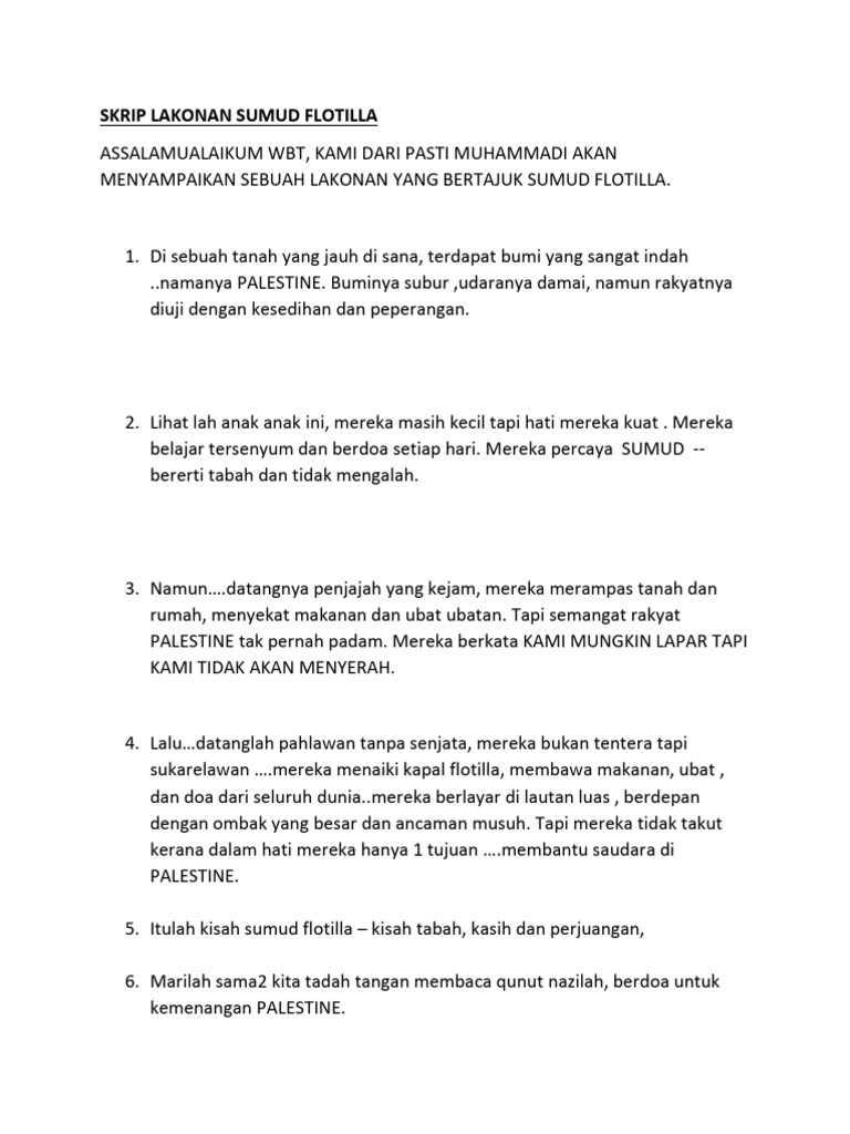 Skrip Lakonan Sumud Flotilla | PDF