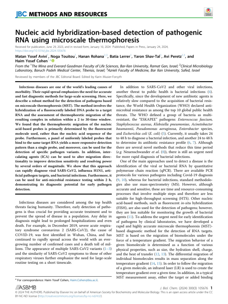 Nucleic Acid Hybridization-Based Detection of Pathogenic RNA Using ...