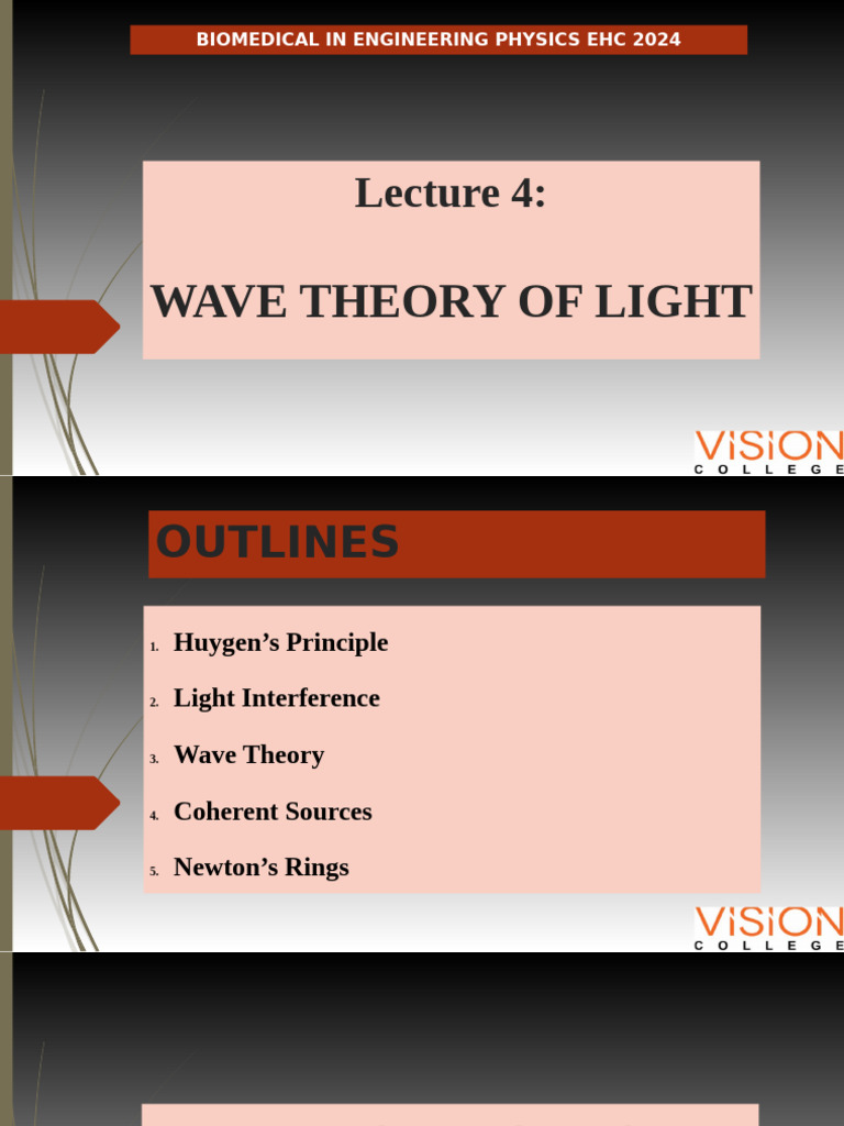 EHC2024-L04 Wave Theory of Light | PDF | Light | Waves
