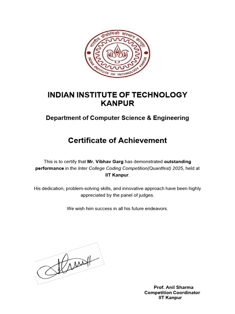 IITK Certificate | PDF