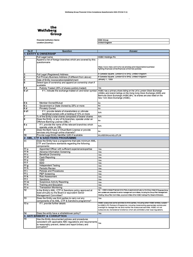 HSBC Financial Crime Compliance 2023 | PDF | Hsbc | Regulatory Compliance