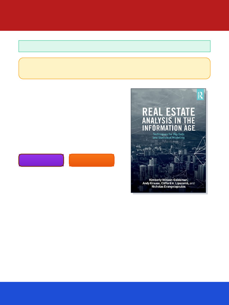 Real Estate Analysis in the Information Age Techniques for Big Data and ...