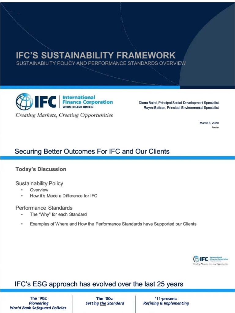 PDF Ifc PPT Sustainability Framework Overview and Pss Ep 04032020 Compress | PDF