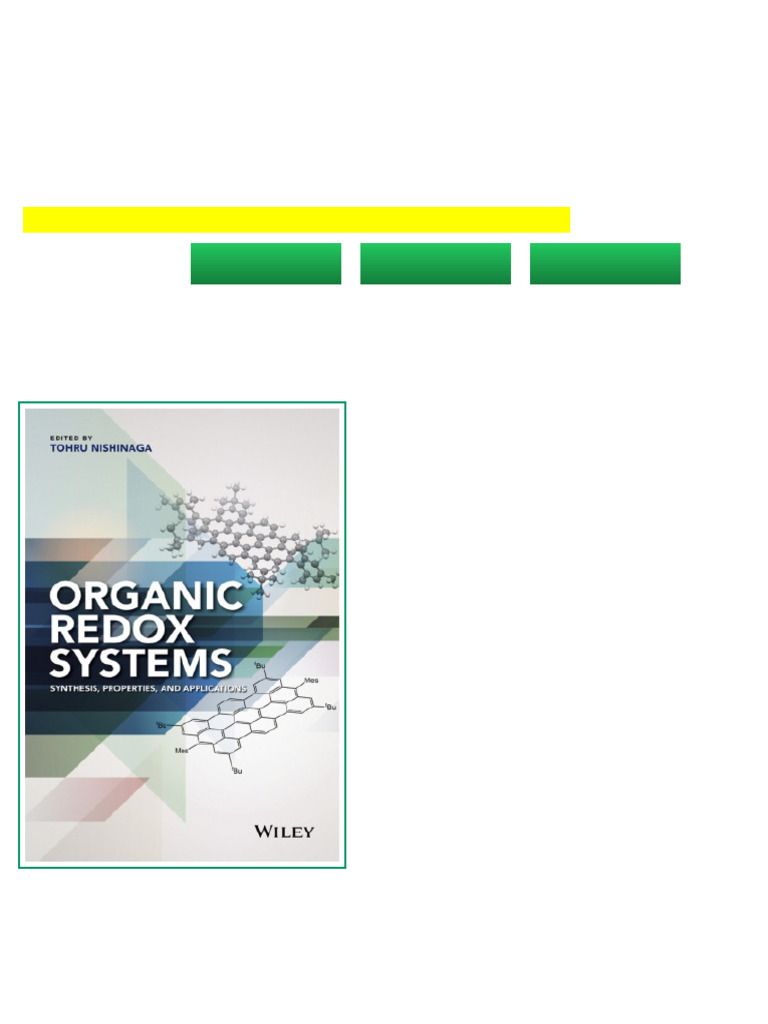 Organic Redox Systems Synthesis Properties and Applications 1st Edition ...