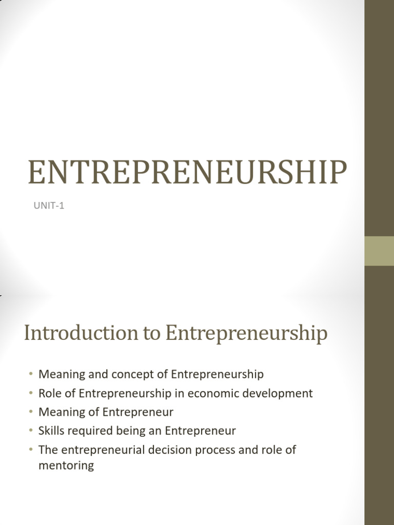 Understanding Entrepreneurship Basics | PDF | Entrepreneurship | Mentorship