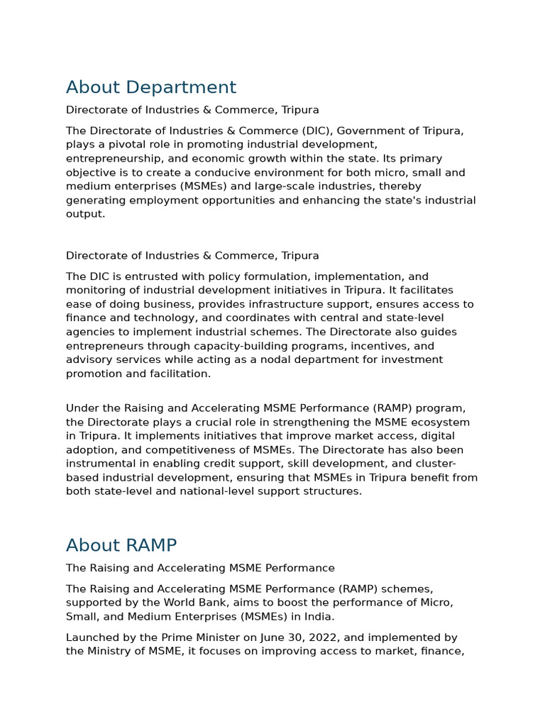 Tripura DIC: MSME Growth & Support Programs | PDF | Economies | Business