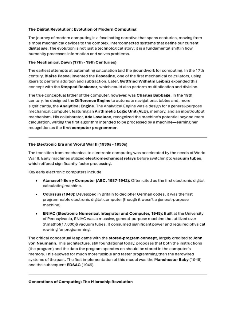 The Digital Revolution - Evolution of Modern Computing | PDF ...