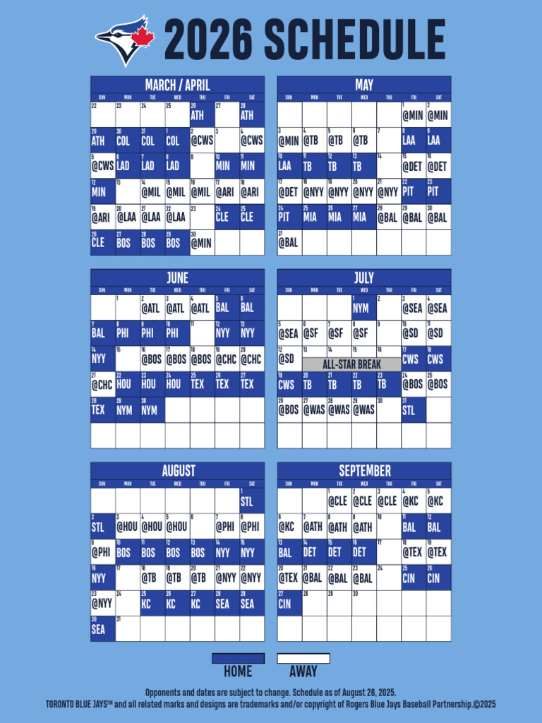 2026 Toronto Blue Jays Schedule | PDF | Major League Baseball
