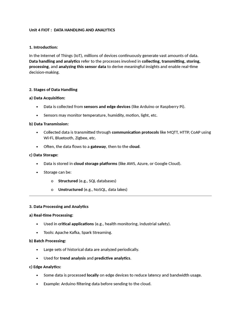 Unit 4 FIOT | PDF | Internet Of Things | Analytics