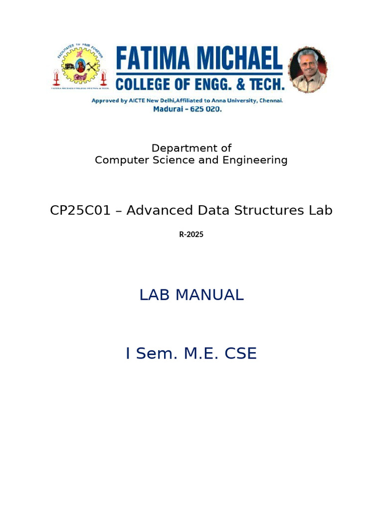 CP25C01 ADS Lab Manual | PDF | Computer Programming | Algorithms