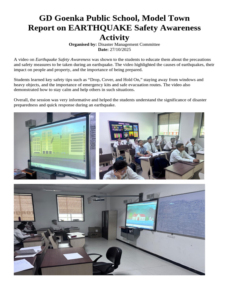 Report On Earthquake Awarness | PDF