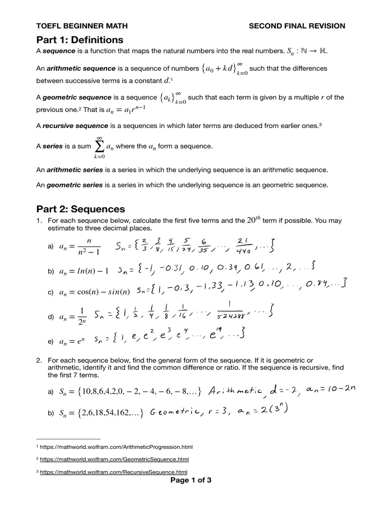TB Math Revision 2nd Final 2023-2024 ANSWER KEY | PDF | Series ...