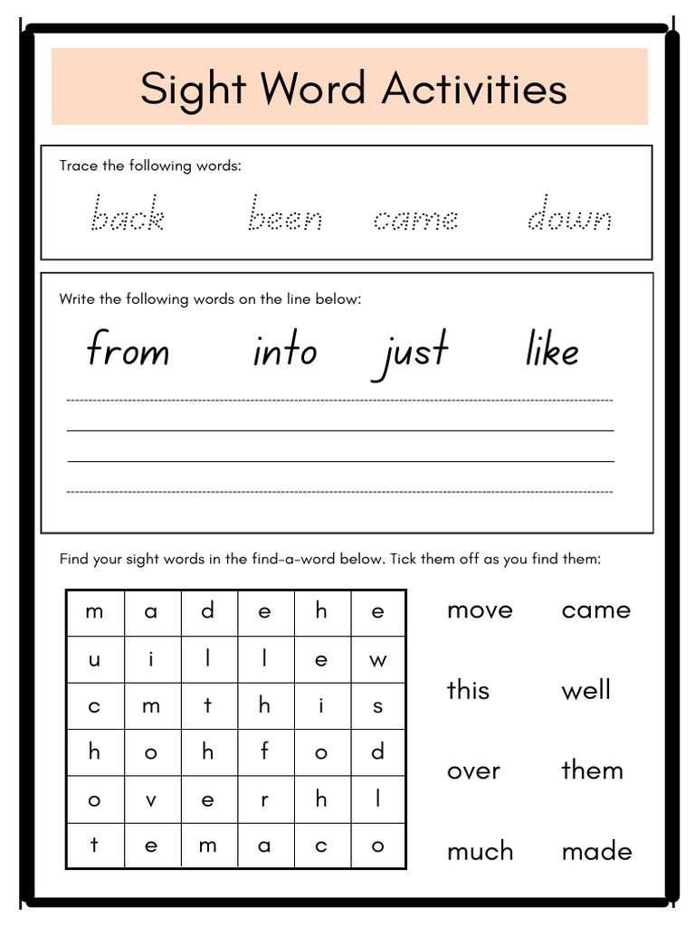 Engaging Sight Word Activities for Kids | PDF