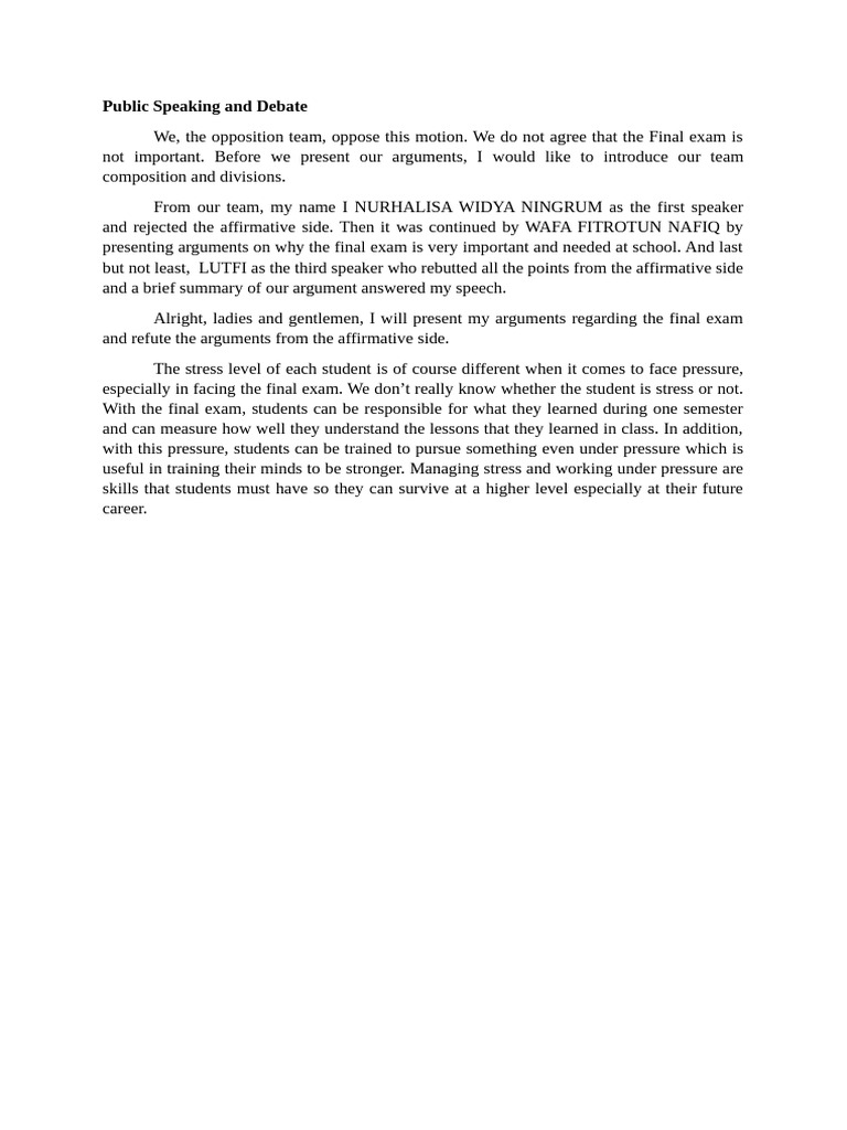 Public Speaking and Debate | PDF