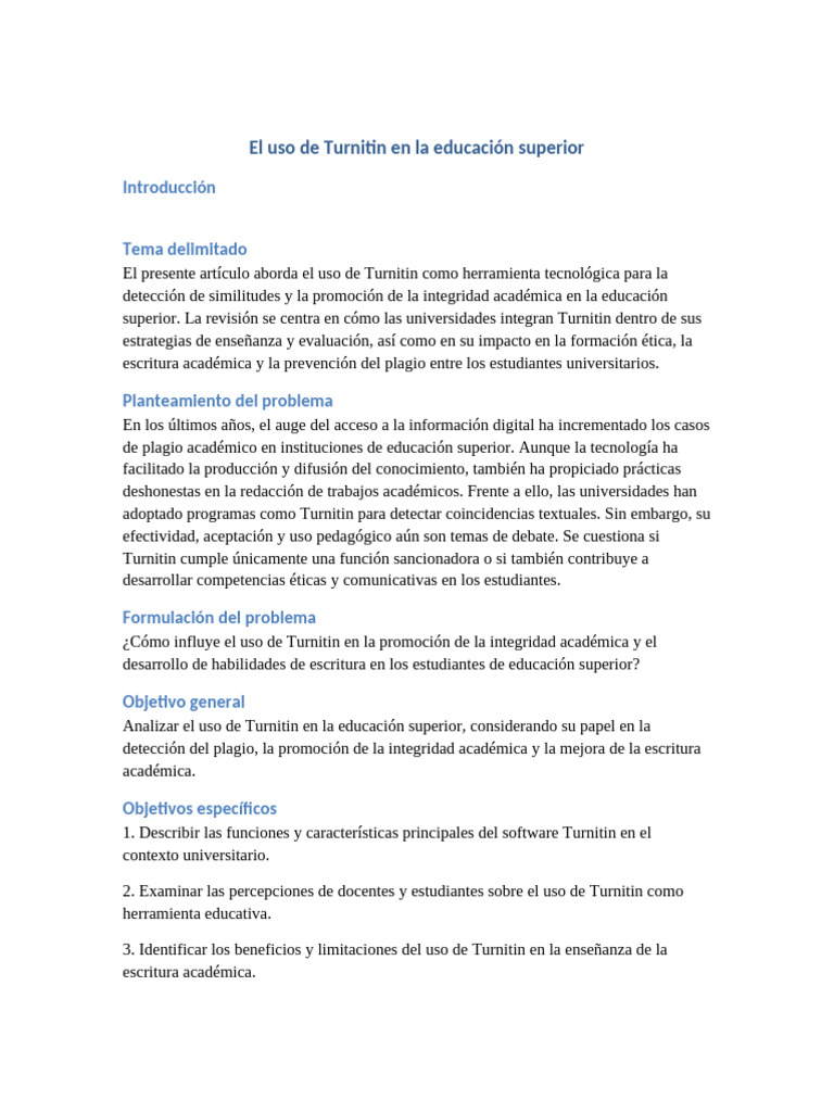 El Uso de Turnitin en La Educacion Superior | PDF | Turnitin | Enseñando