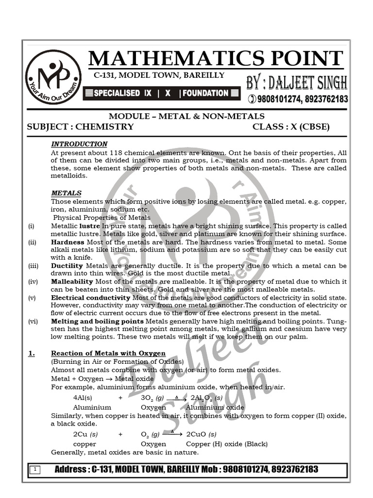 02 Metal and Non-Metal (Full) | PDF | Ion | Ionic Bonding