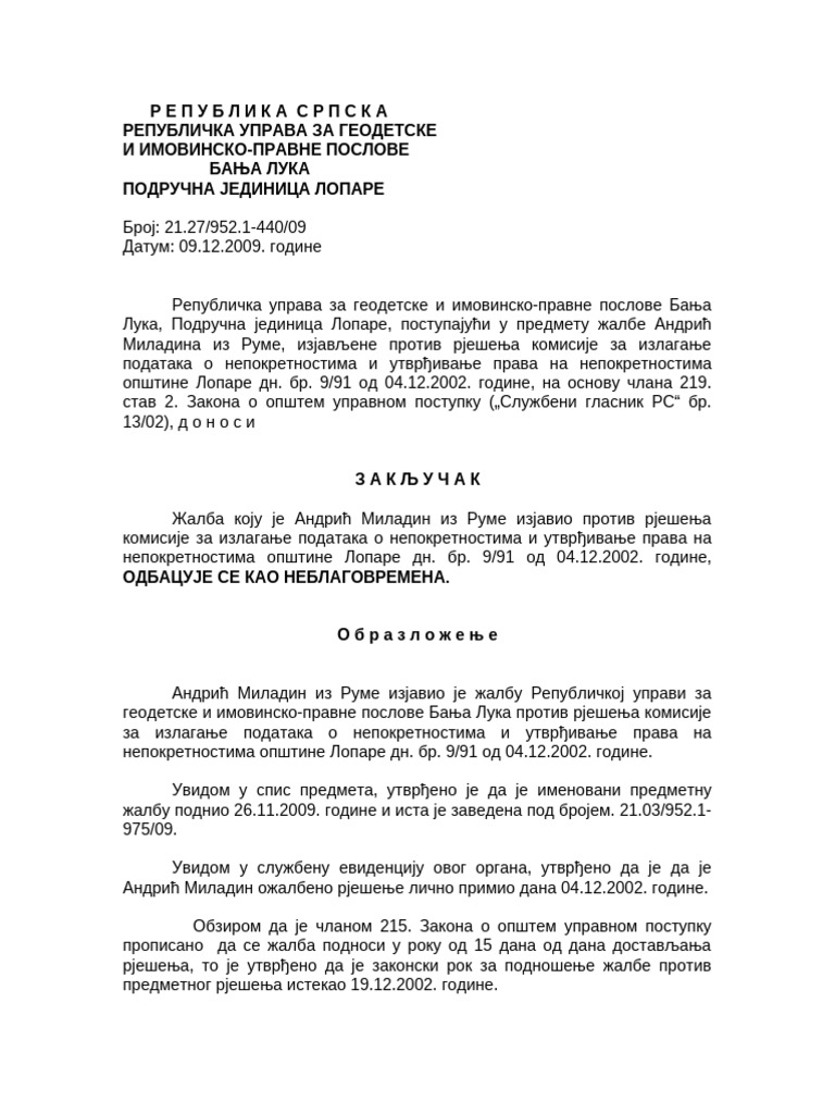 Andric Miladin Zakljucak | PDF