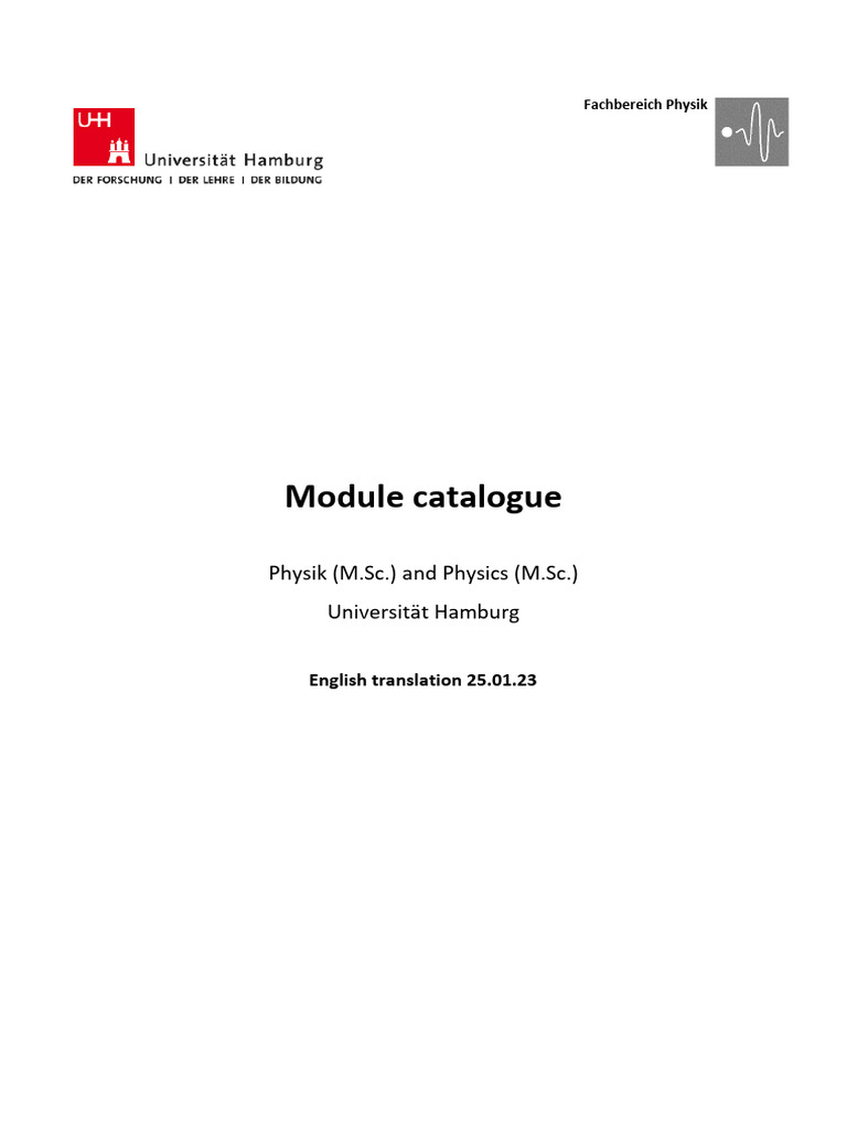 Modulhandbuch Master Physikphysics Engl | PDF | Physics | Thesis