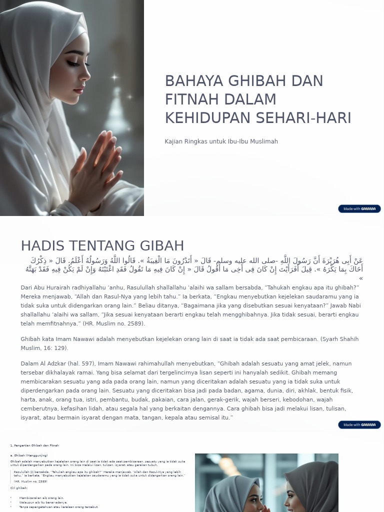 Bahaya Ghibah dan Fitnah bagi Muslimah | PDF