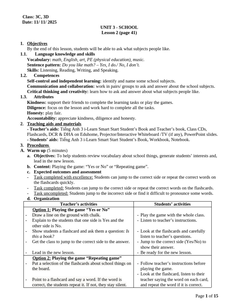Unit 3 - Lesson 2 - Page 41 | PDF | Question | Vocabulary
