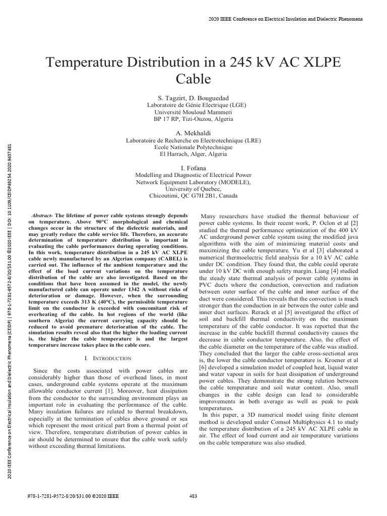 Temperature Analysis of 245 kV XLPE Cable | PDF | Heat Transfer ...
