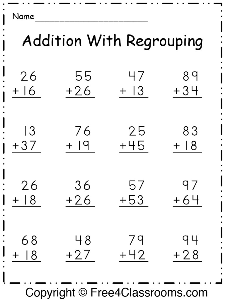 F4C Addition 2 Digits With Regrouping | PDF