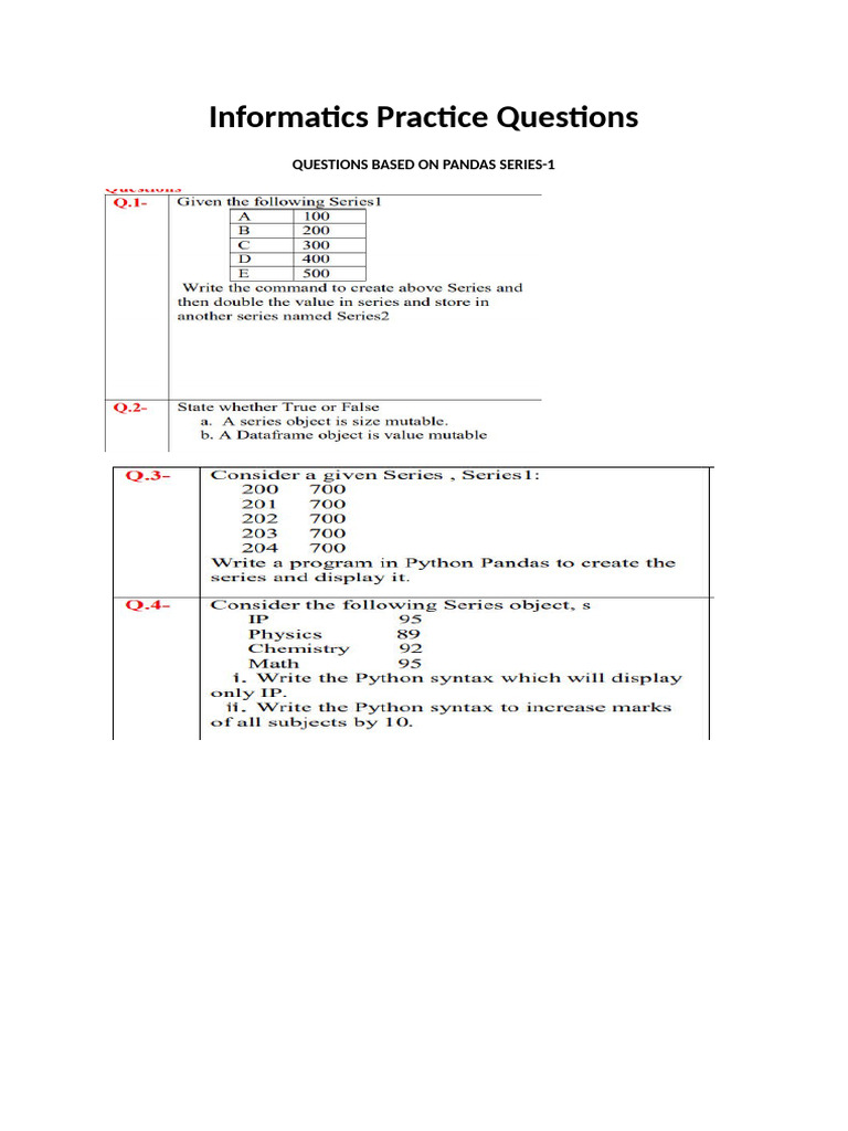 Series Questions Only | PDF