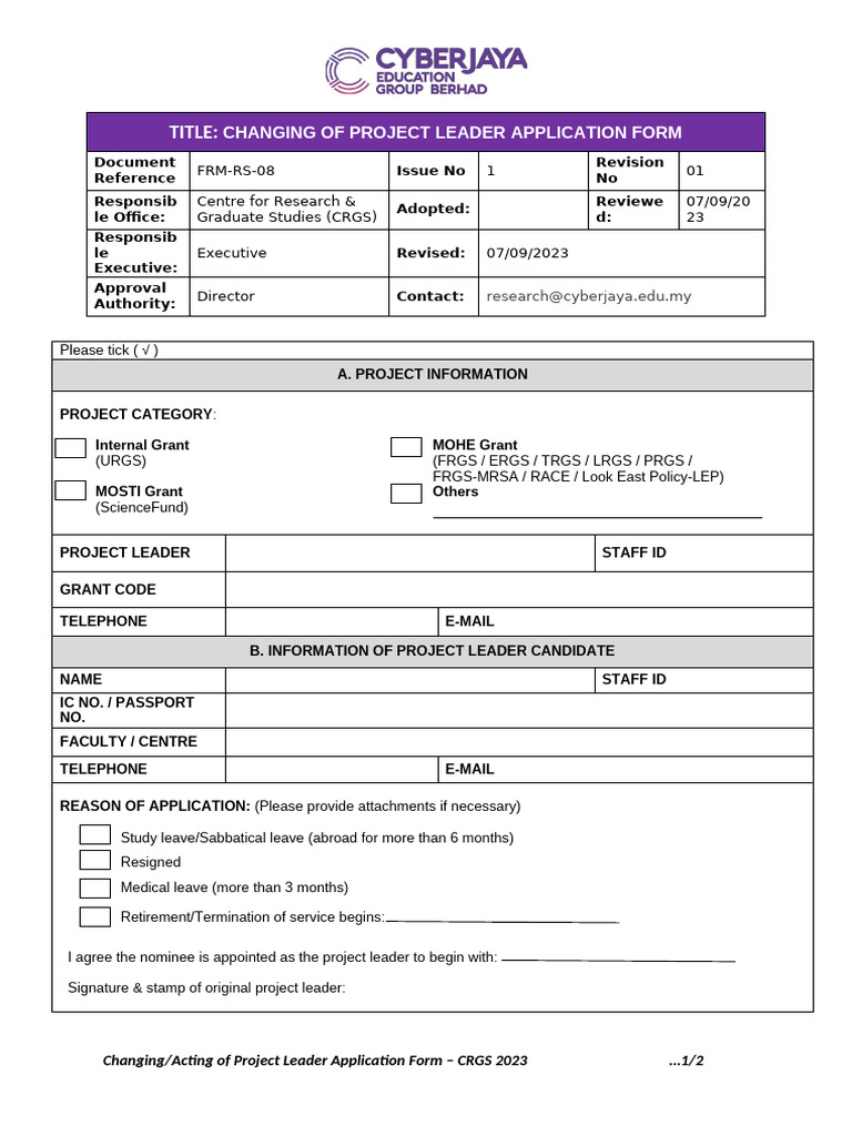 Changing Acting of Project Leader | PDF | Government And Personhood ...