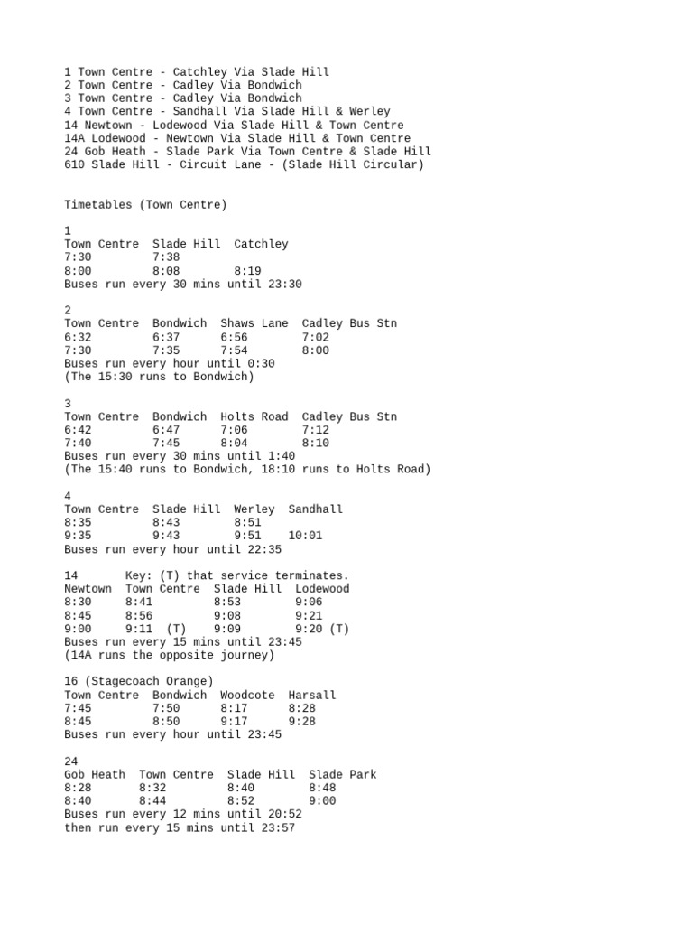 Bus Routes and Timetables | PDF